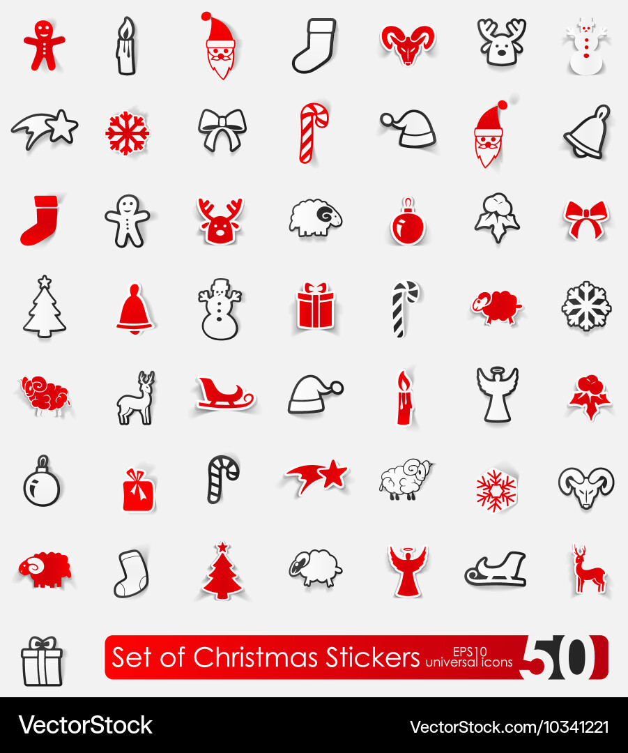 Set of christmas stickers Royalty Free Vector Image