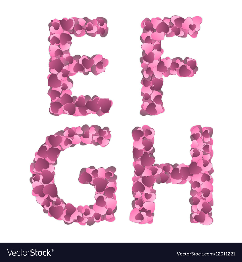 Valentine s day alphabet of hearts Royalty Free Vector Image