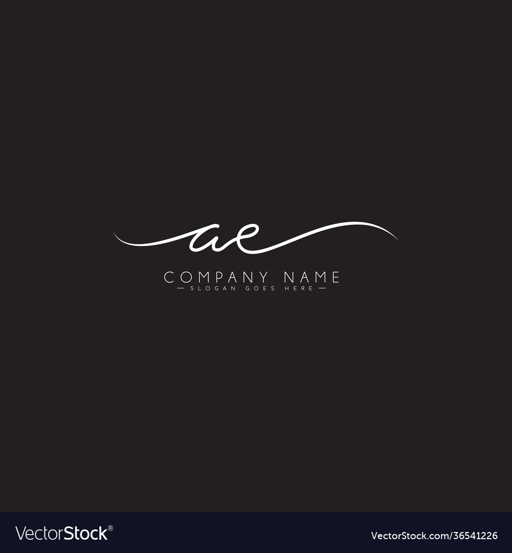 Ae initial letter logo - hand drawn signature Vector Image