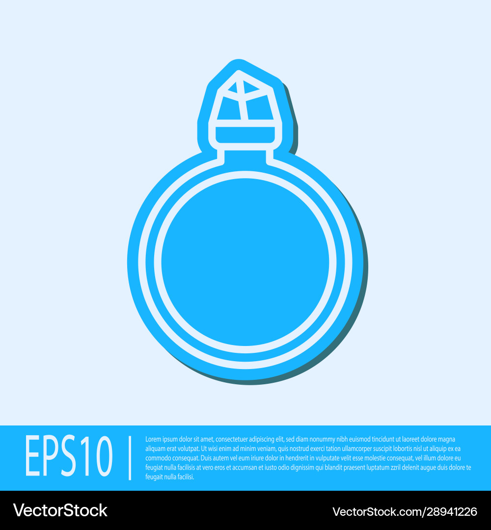 Blue line diamond engagement ring icon isolated Vector Image