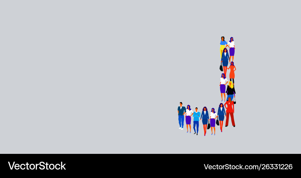 Business people crowd forming shape letter j Vector Image