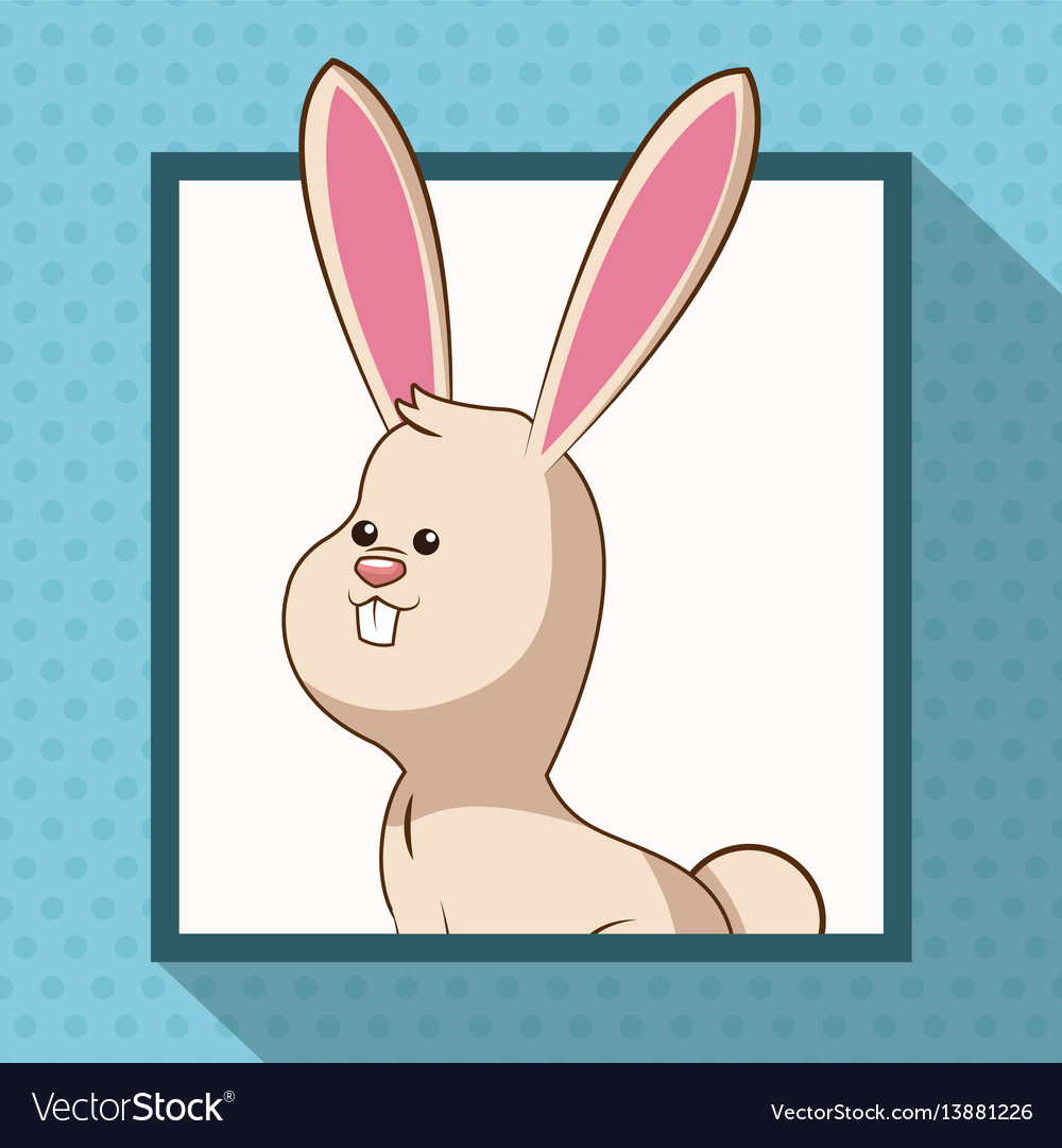 Cute rabbit frame picture Royalty Free Vector Image