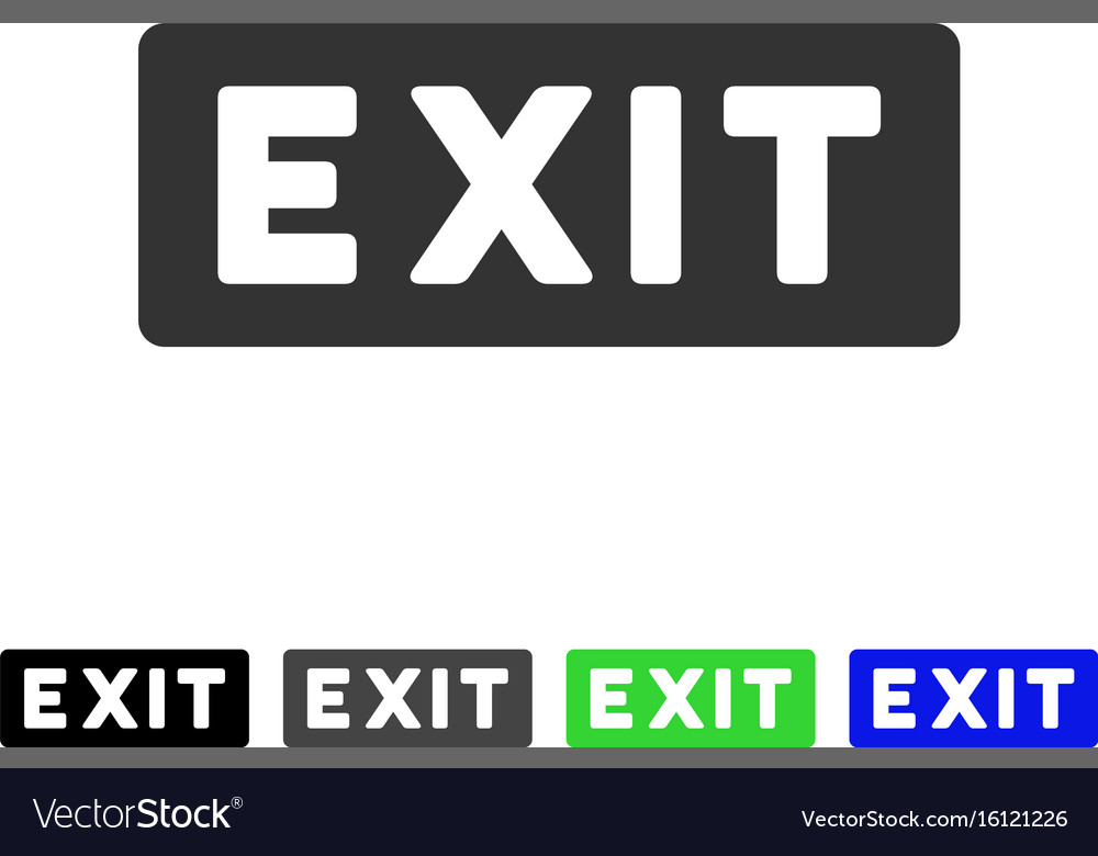 Exit label flat icon Royalty Free Vector Image