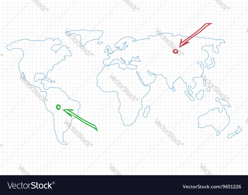 Hand drawn world map Royalty Free Vector Image