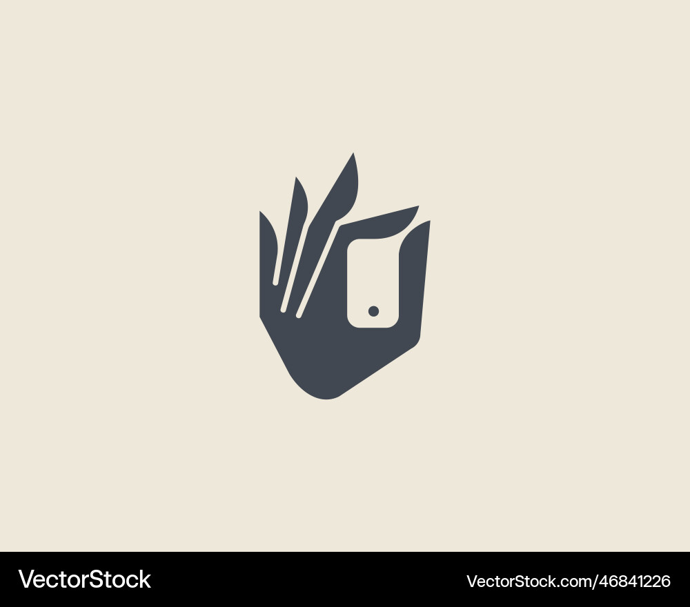 Hand holding a smartphone logo creative ok sign Vector Image