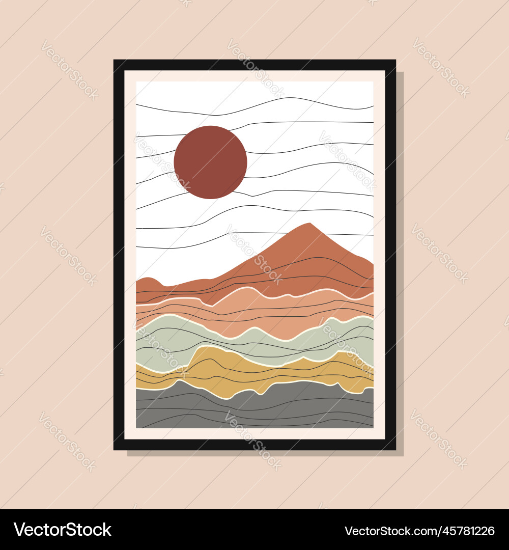 Landscape art boho template Royalty Free Vector Image