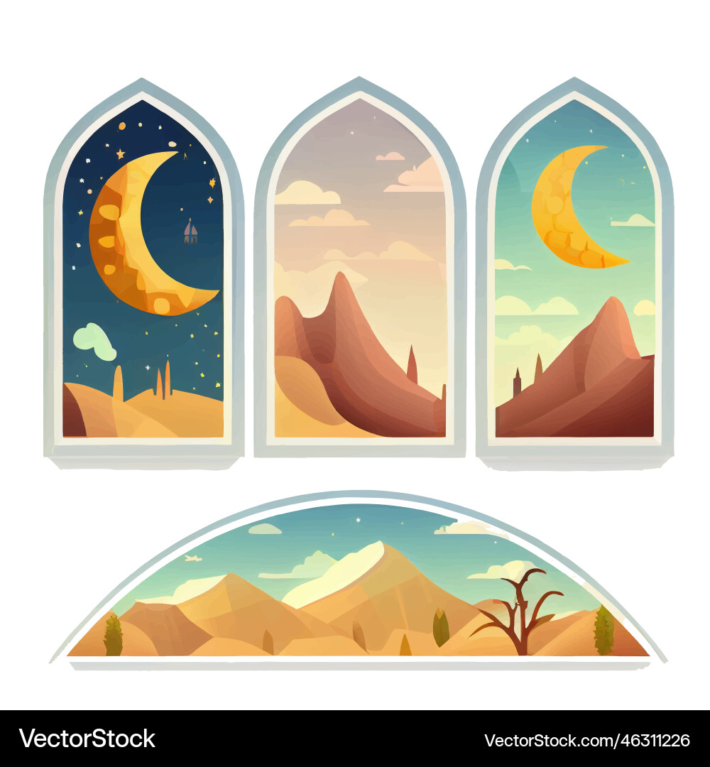 Set of islamic style window Royalty Free Vector Image