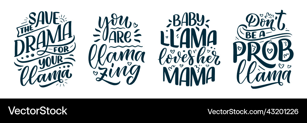 Set with funny hand drawn lettering quotes about Vector Image