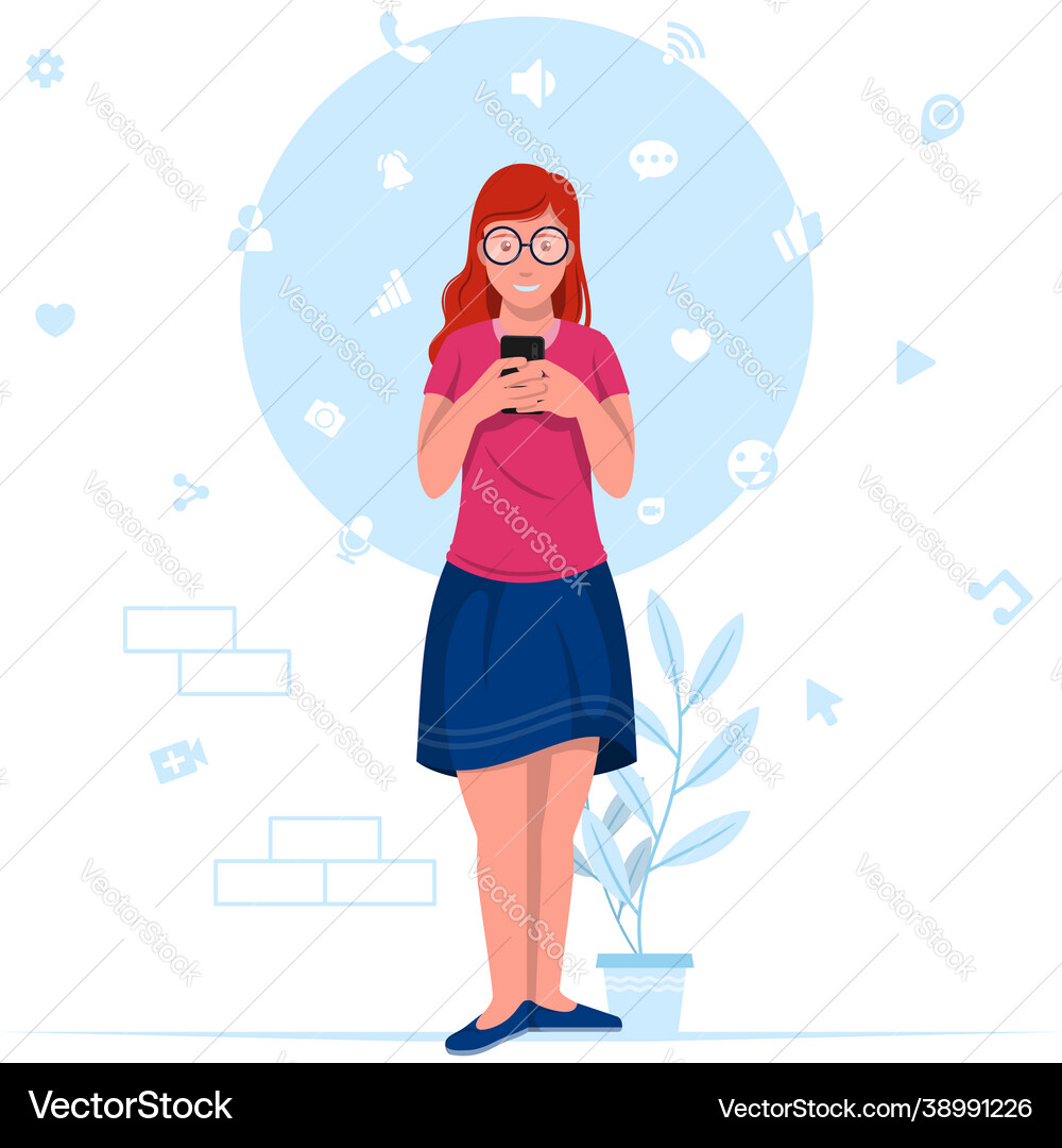 Young woman searching internet Royalty Free Vector Image
