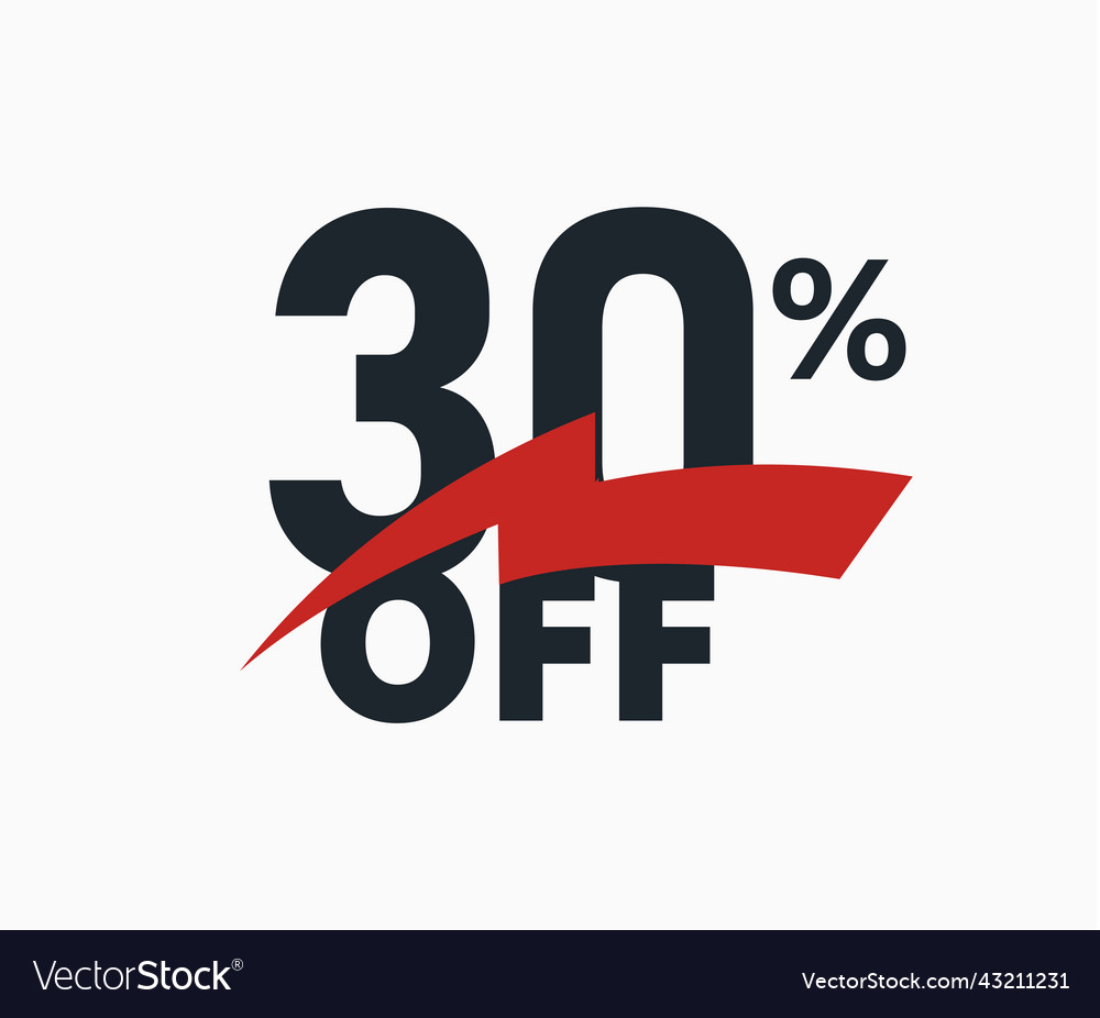 30 percent off discount banner thirty percent Vector Image