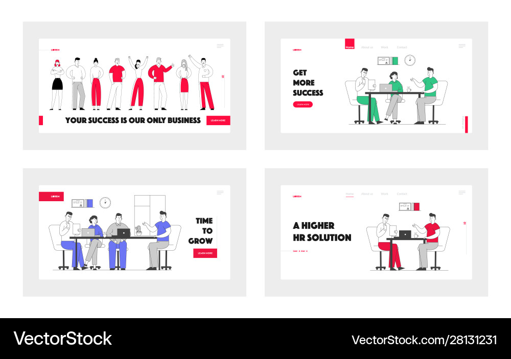 Applicants on job interview website landing page Vector Image