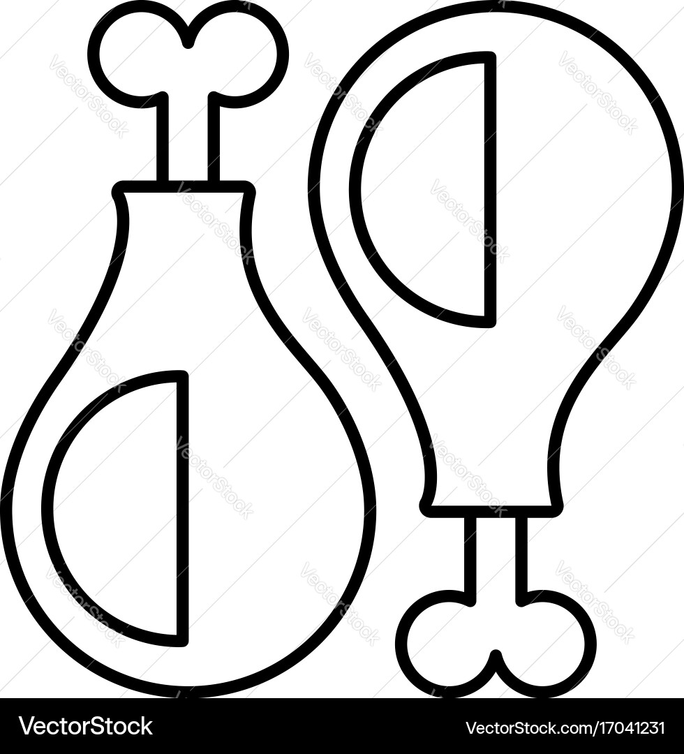 Chicken leg icon outline line style Royalty Free Vector