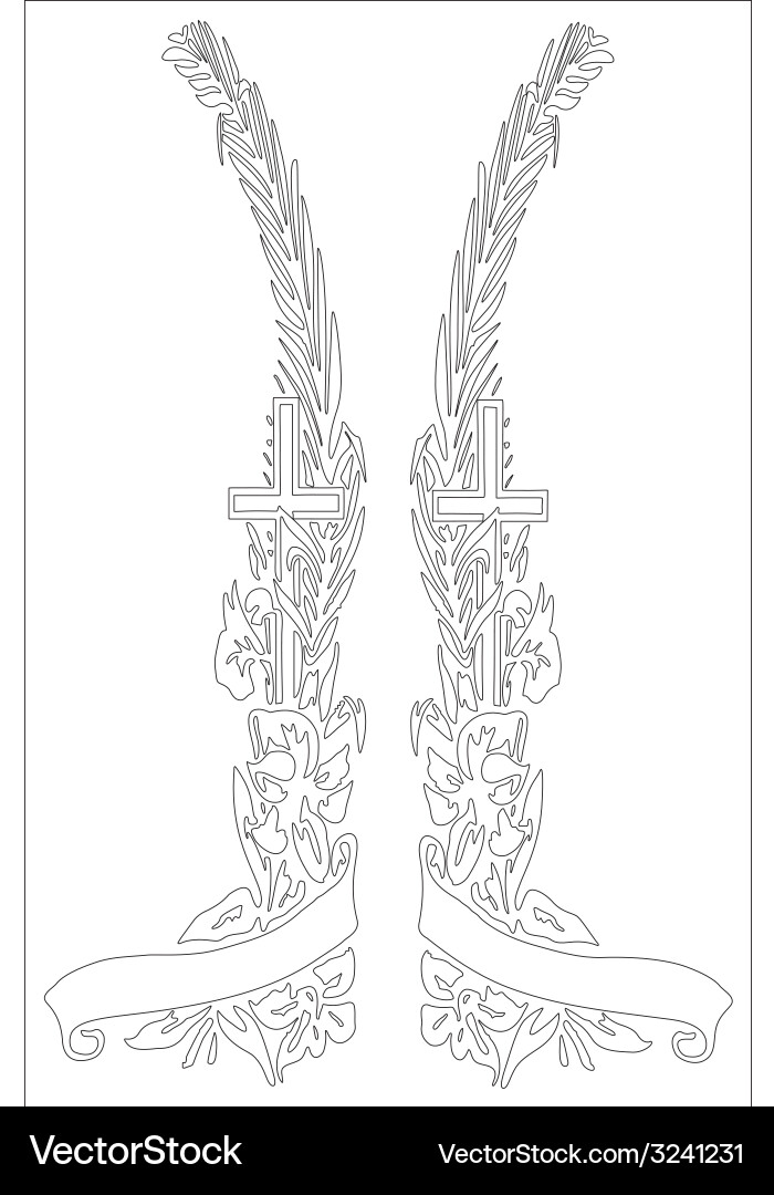 Cross flower and ribbon Royalty Free Vector Image