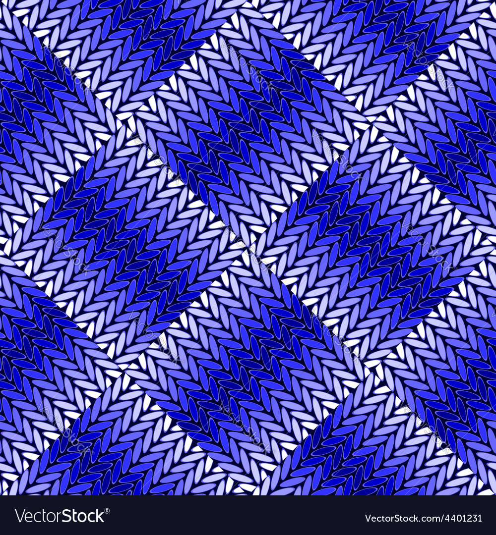 Design seamless blue knitted pattern Royalty Free Vector