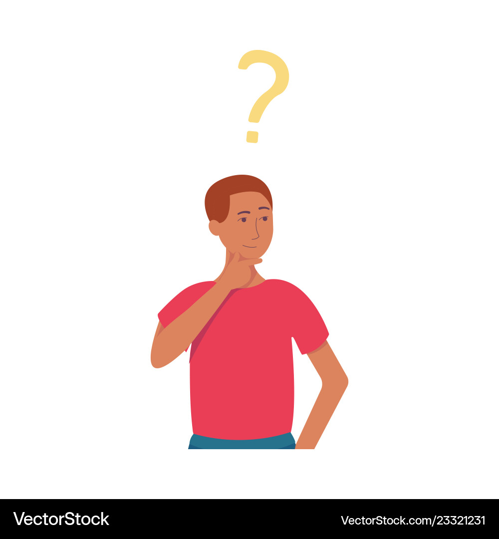 Flat young caucasian man thinking icon Royalty Free Vector