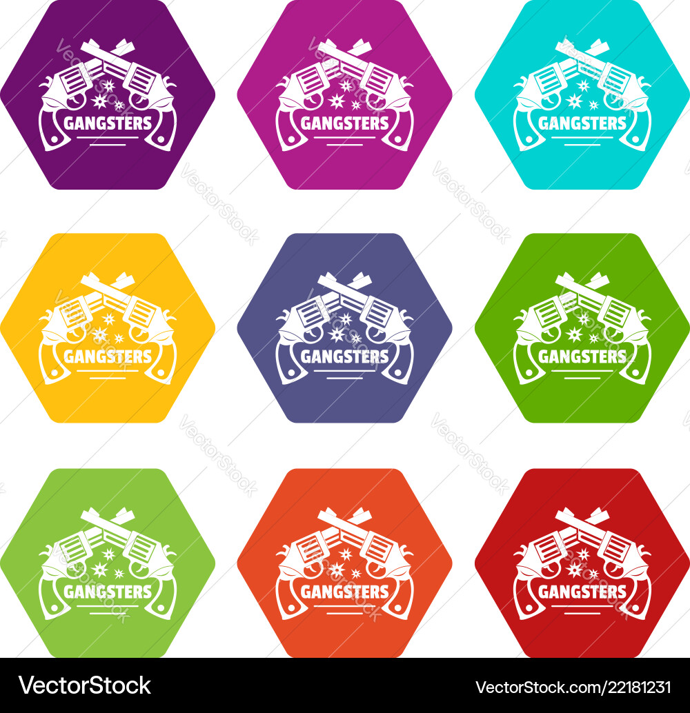 Gangsters icons set 9 Royalty Free Vector Image
