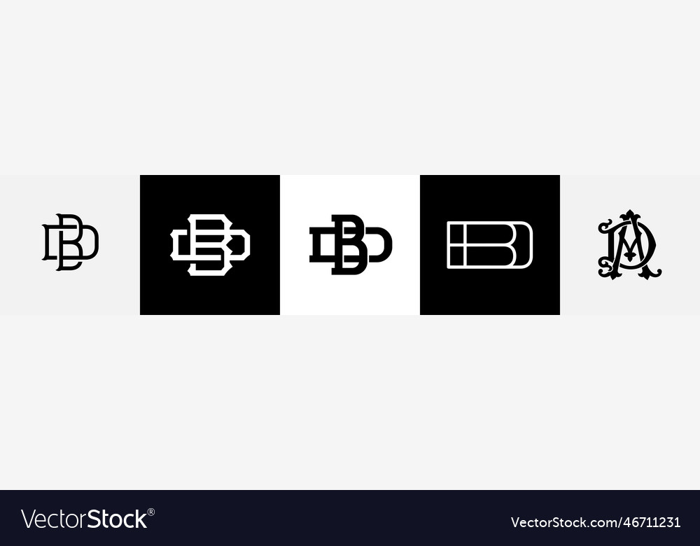 Initial Letters Bd Monogram Logo Design Bundle Vector Image