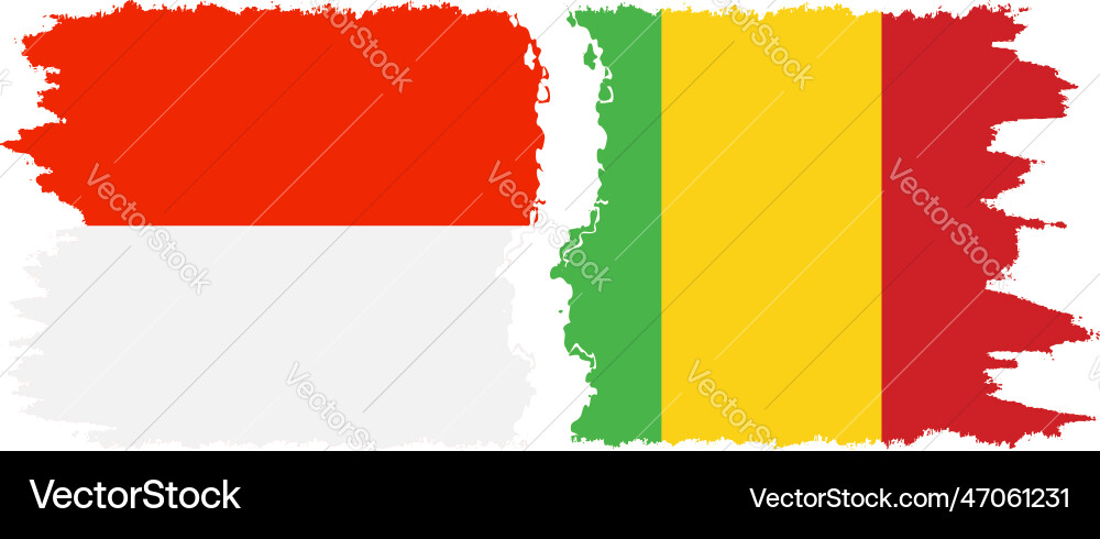 Mali and indonesia grunge flags connection Vector Image