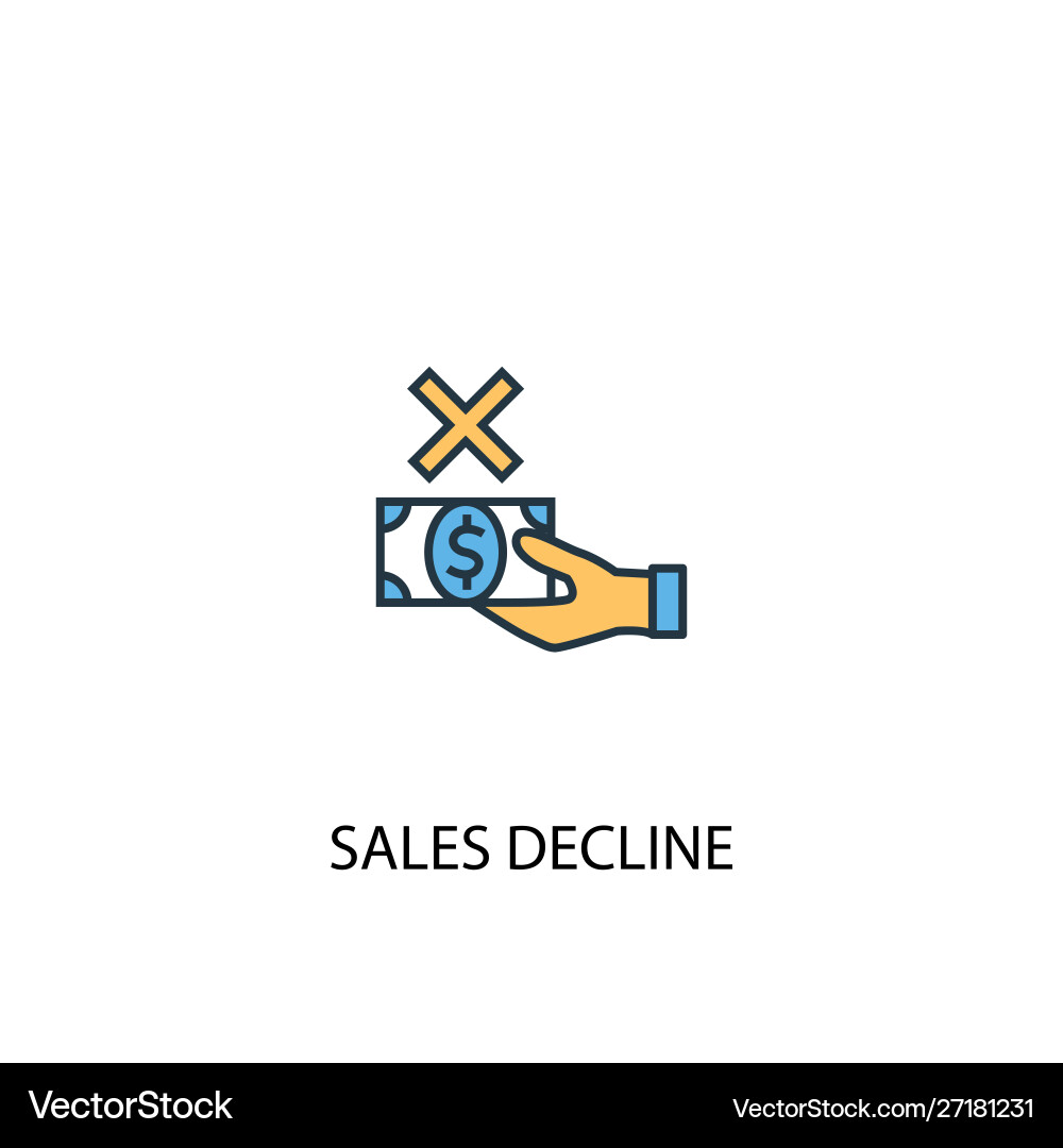 Sales decline concept 2 colored line icon simple Vector Image
