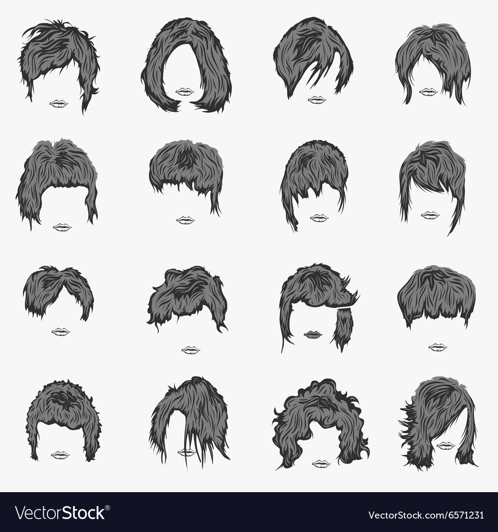 Set Women Hairstyles Royalty Free Vector Image