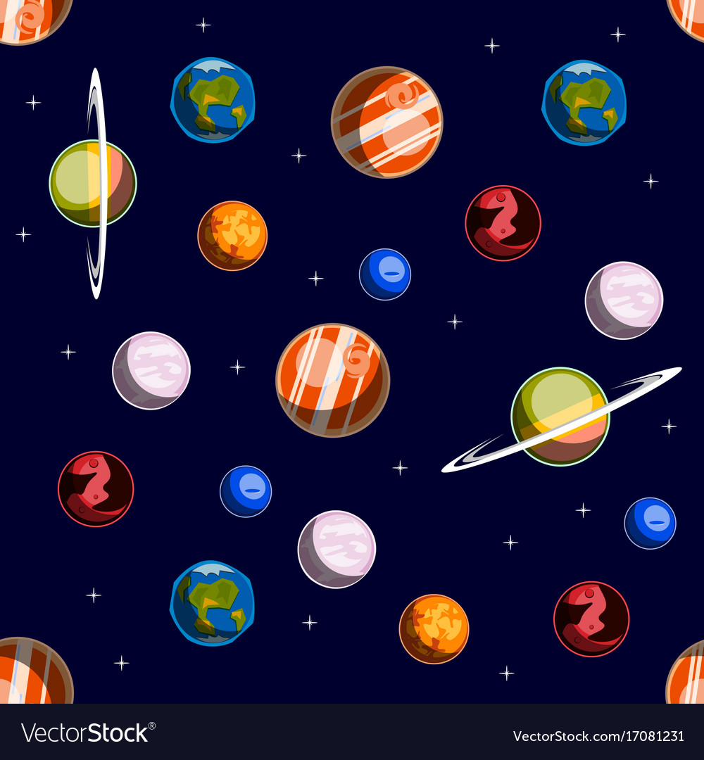 Space elements seamless pattern Royalty Free Vector Image