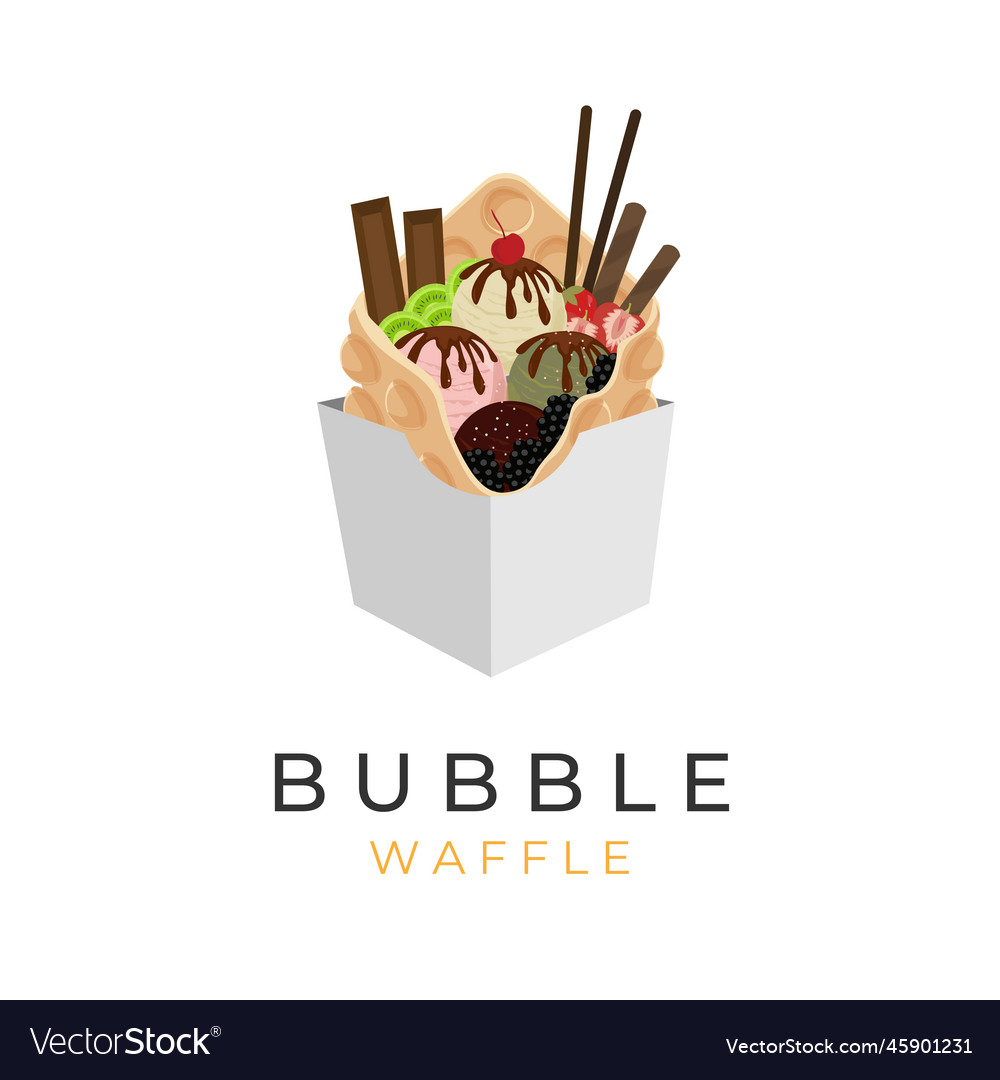 Street food egg waffle ice cream Royalty Free Vector Image