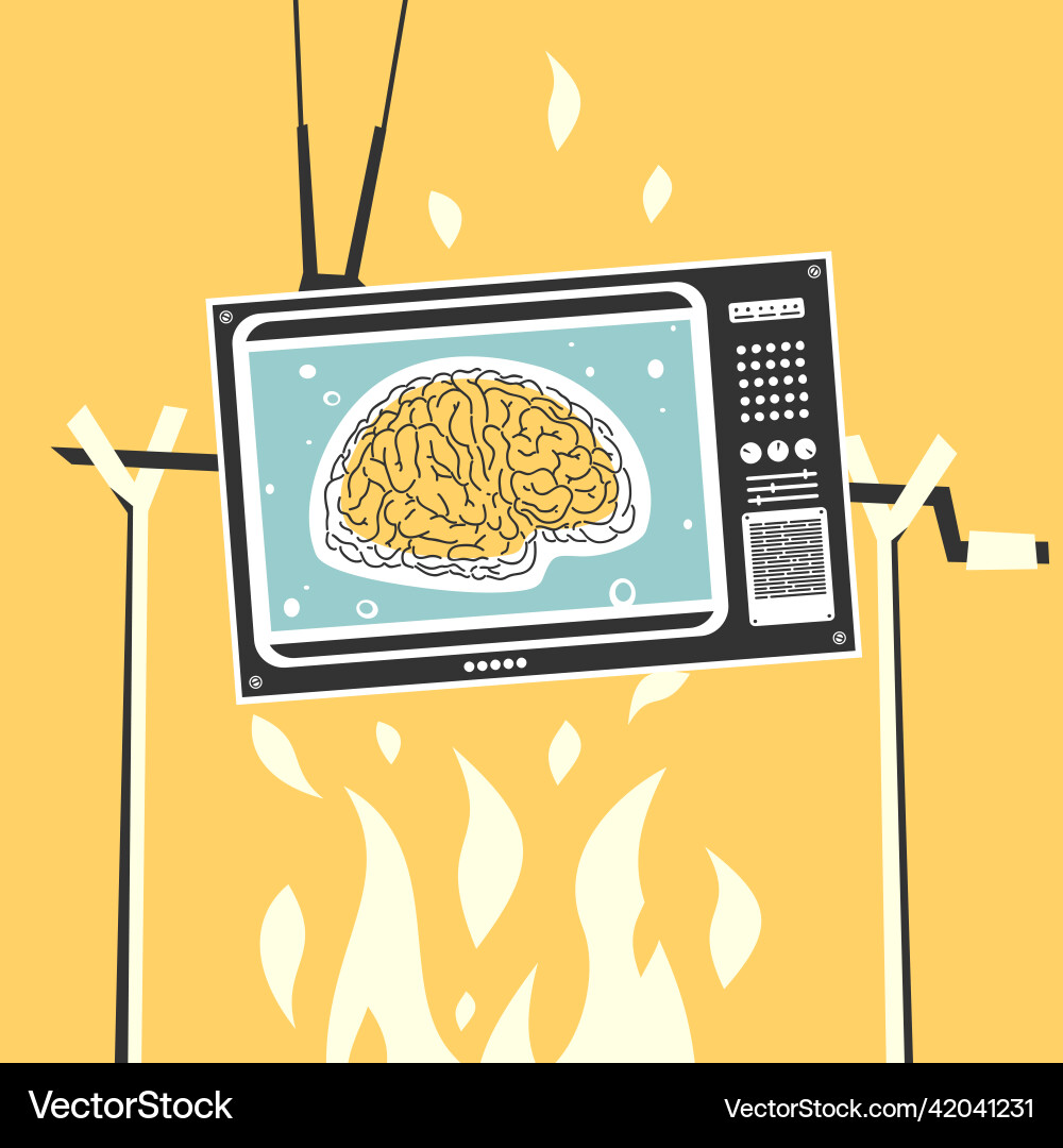 Tv propaganda caricature Royalty Free Vector Image