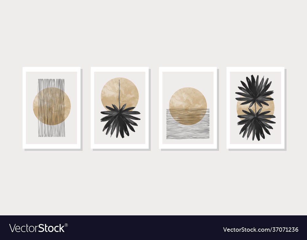 Abstract geometric natural shapes poster set Vector Image