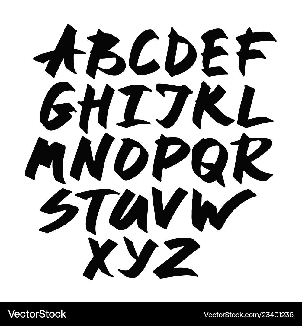 Alphabet lettersblack handwritten font drawn Vector Image