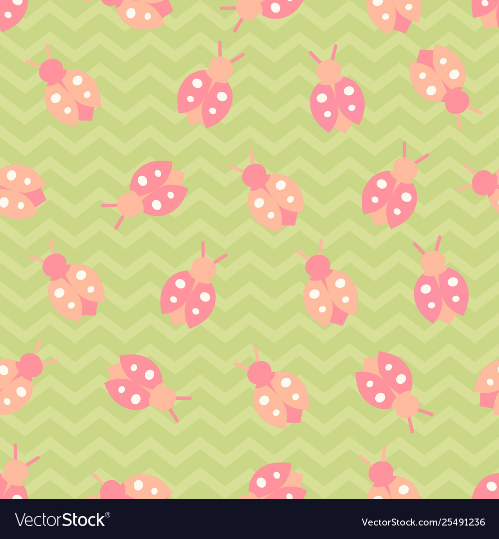 Cute spring ladybug seamless pattern background Vector Image