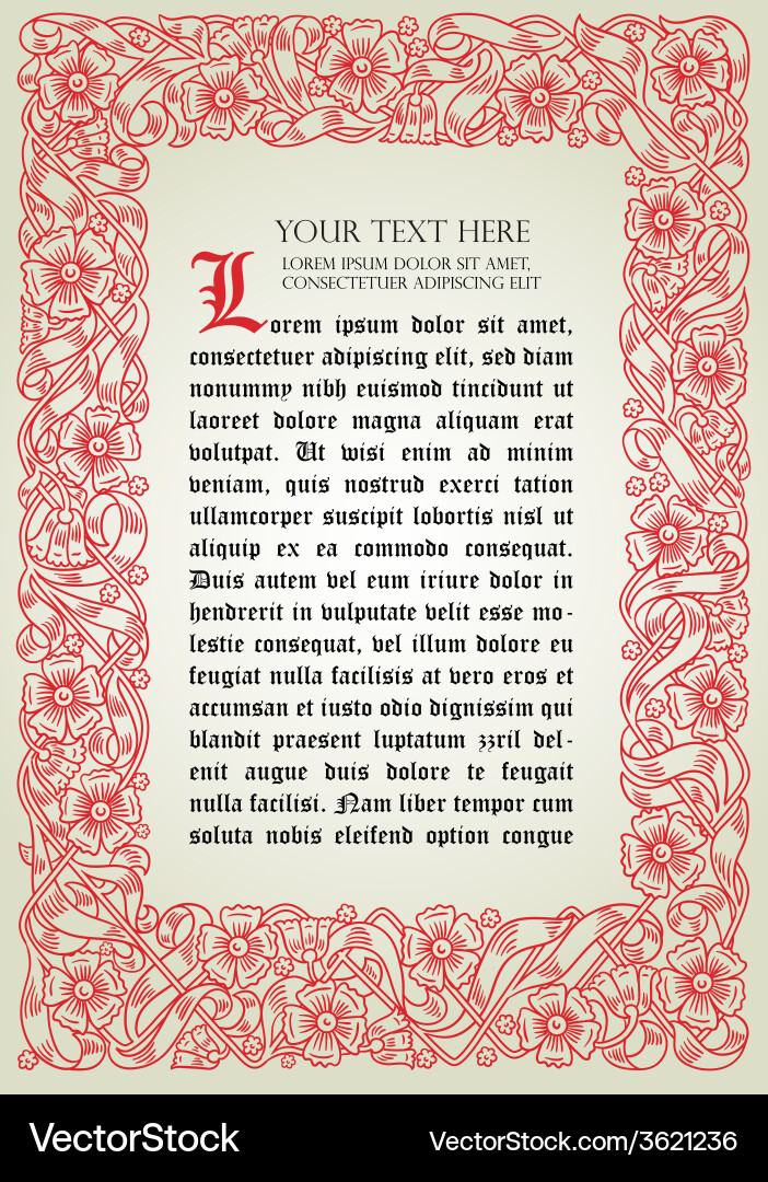 Fairy-tale flower frame Retro vintage gothic style