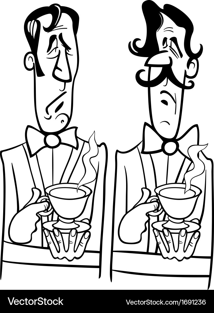 Gentlemen black and white cartoon Royalty Free Vector Image