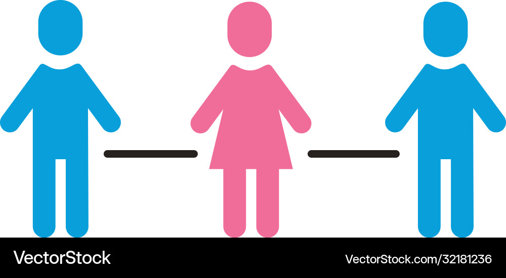 Group humans distance social flat style Royalty Free Vector