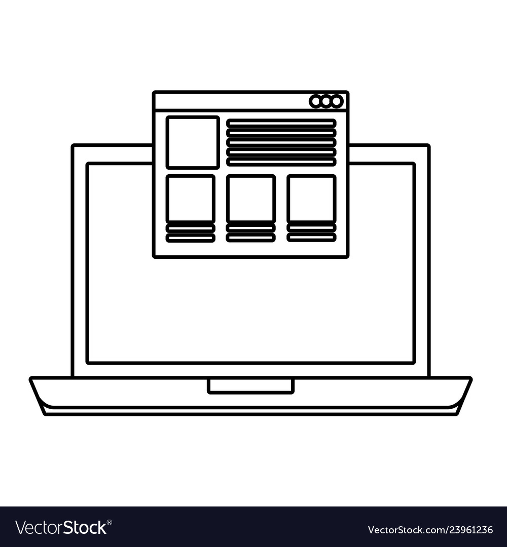 Laptop with webpage template Royalty Free Vector Image