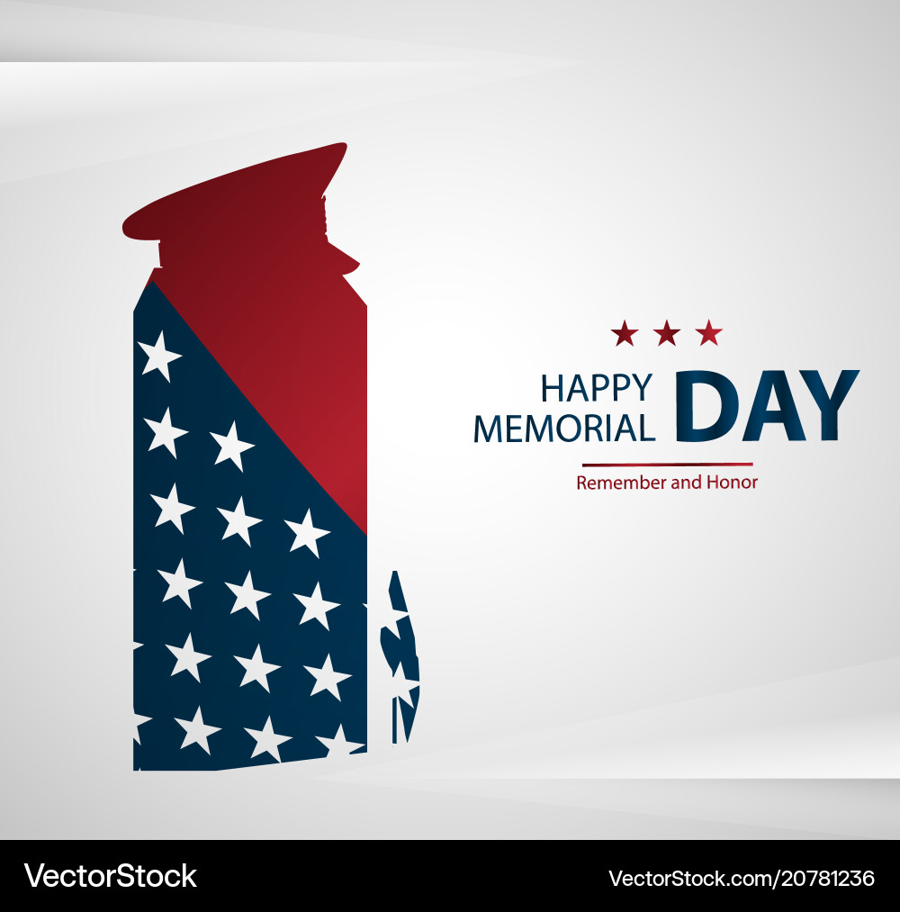Memorial day label with monument honoring all Vector Image