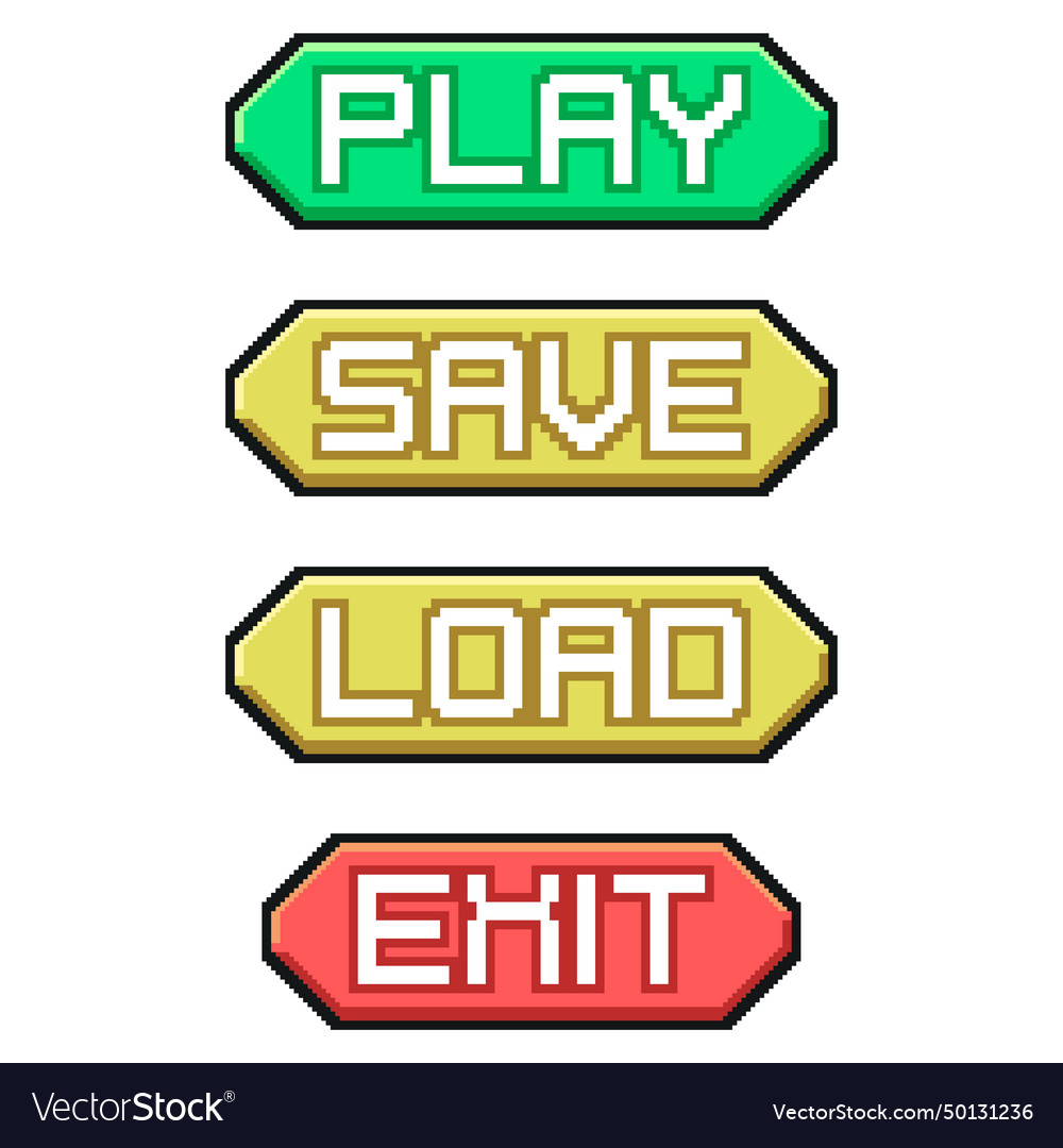 Menu interface buttons pixel art set 8 bit Vector Image