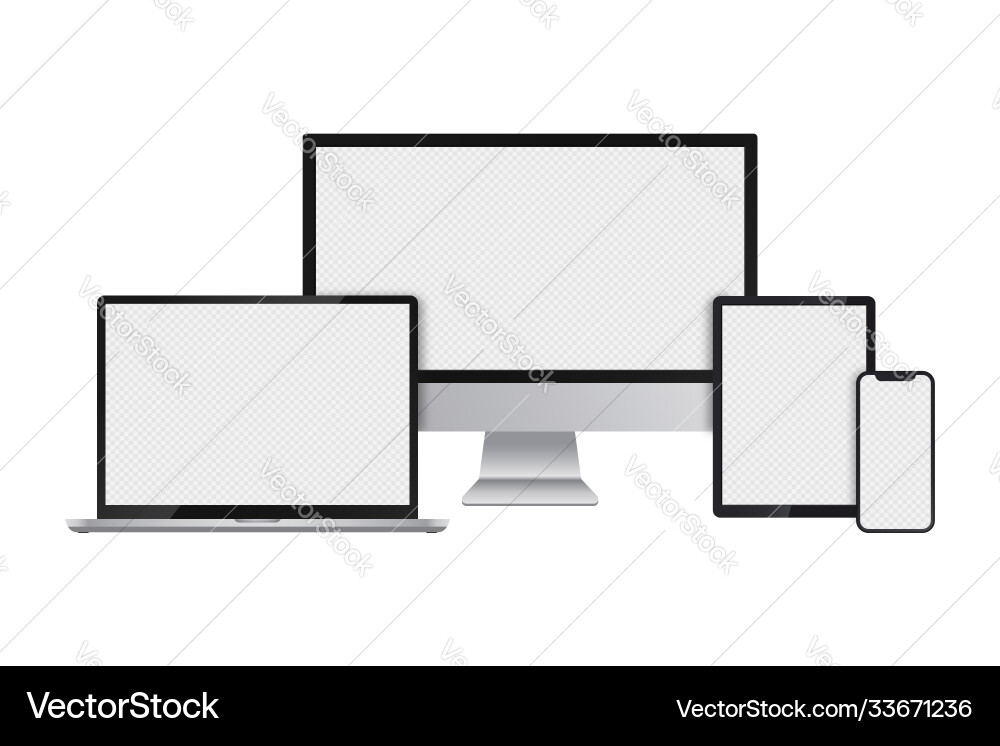 Realistic set computer monitor laptop tablet Vector Image