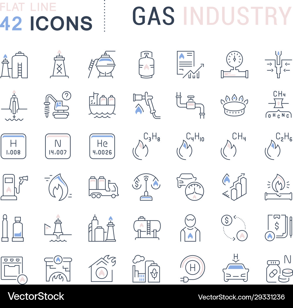 Set line icons gas industry Royalty Free Vector Image