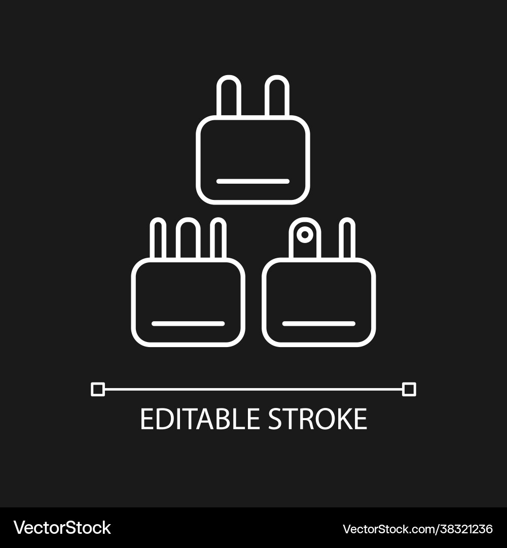 Travel adapter white linear icon for dark theme Vector Image