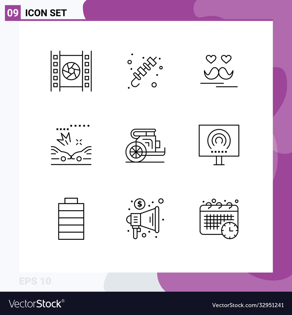 9 user interface outline pack modern signs and Vector Image 9 user interface outline pack modern signs and Vector Image