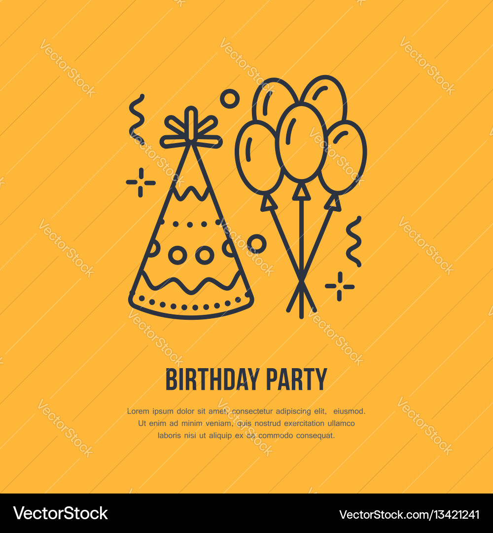 Birthday party line icon logo Royalty Free Vector Image
