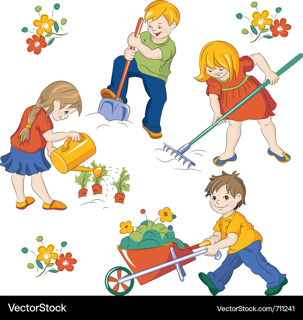 Children workings Royalty Free Vector Image - VectorStock