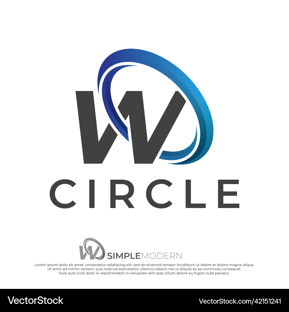 Circle w logo abstract swirl logo design Vector Image