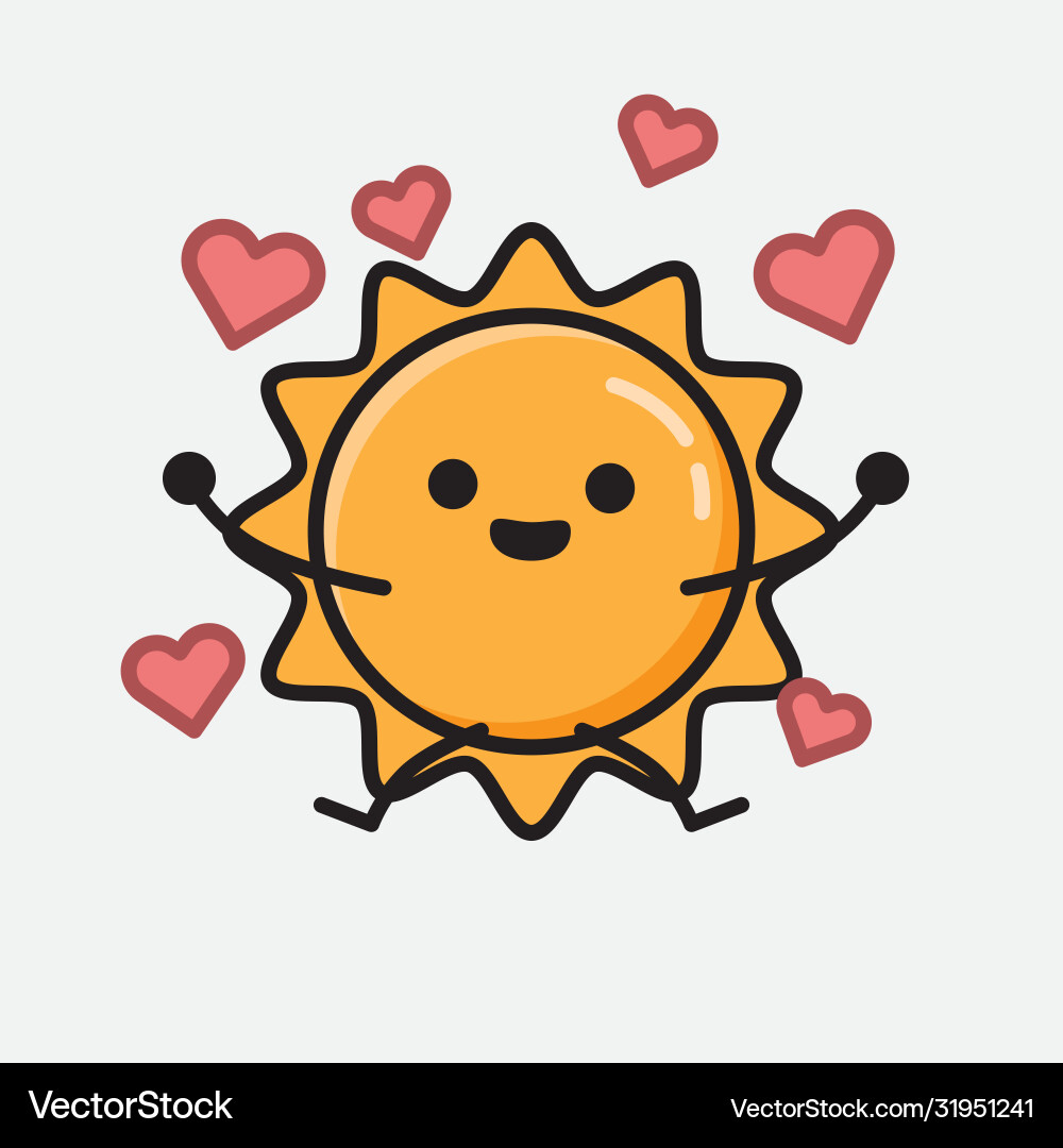 Cute sun mascot character in flat design style Vector Image