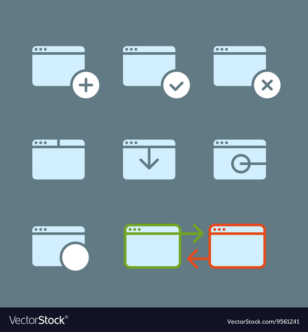Different web browser icons set with rounded Vector Image