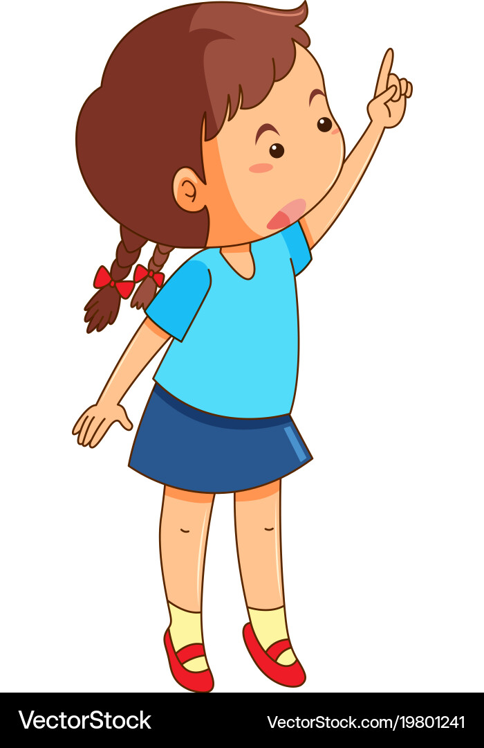Girl with finger pointing up Royalty Free Vector Image