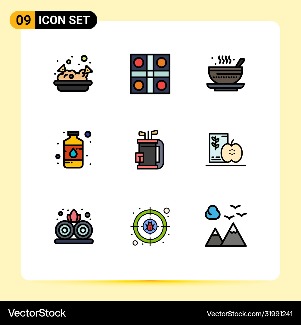 Group 9 filledline flat colors signs and Vector Image