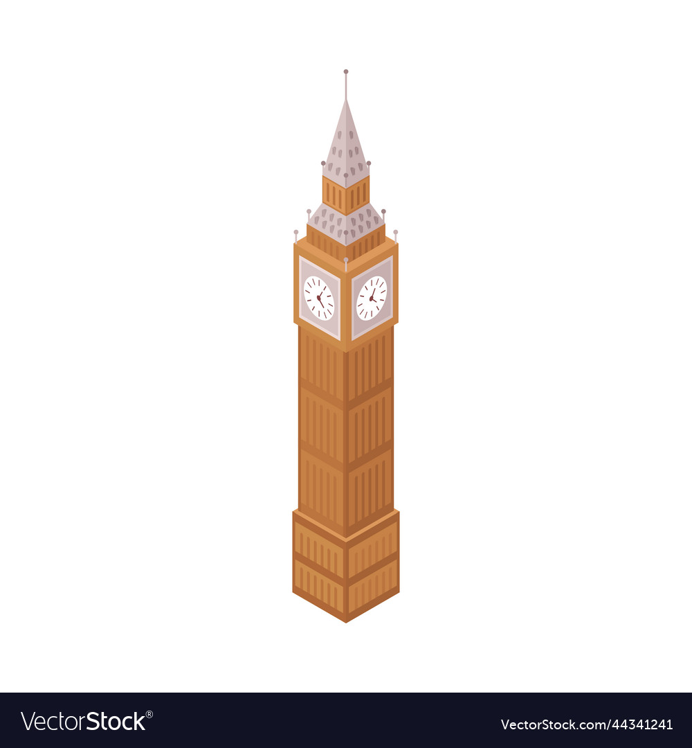 Isometric tower clock Royalty Free Vector Image