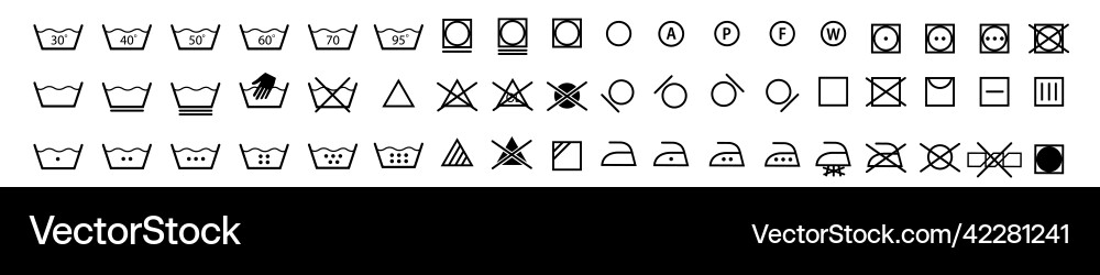 Laundry icons garment care instructions on labels Vector Image