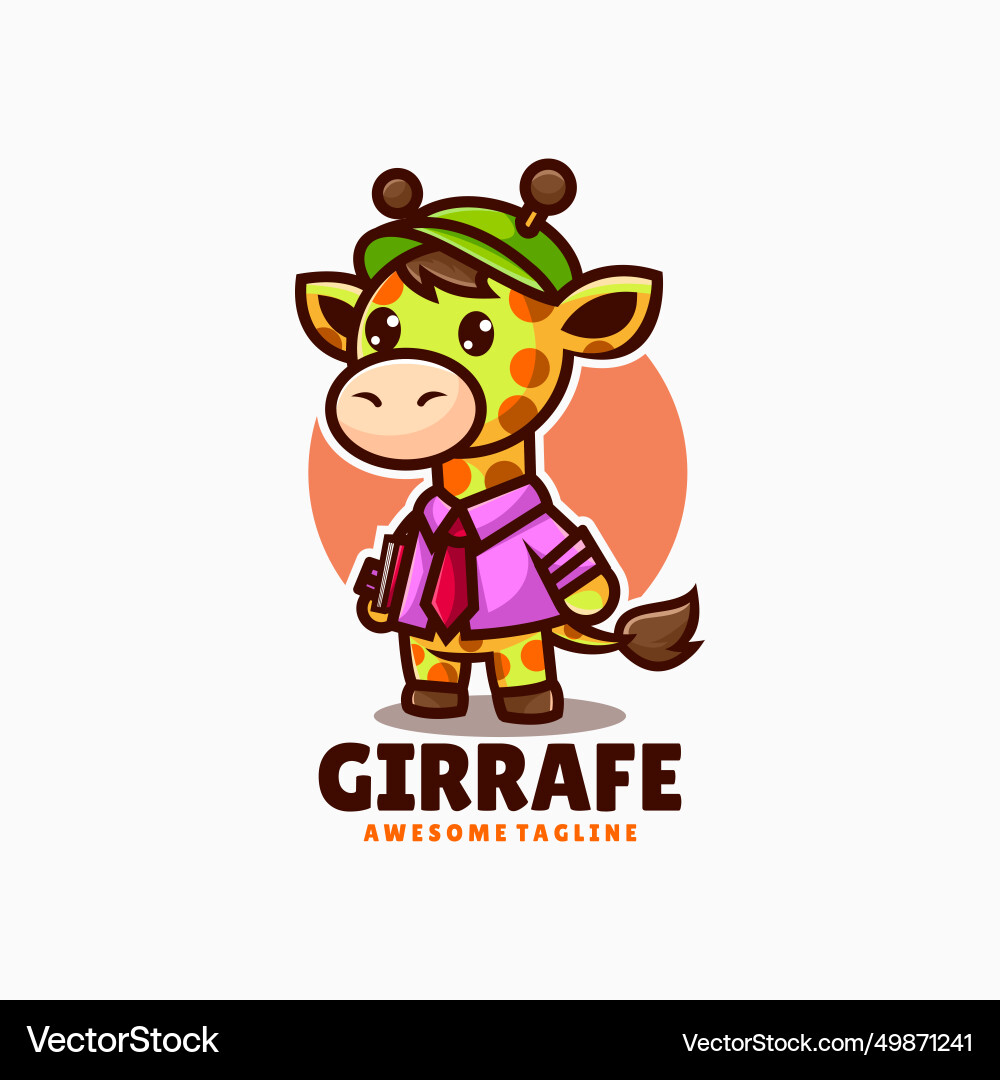 Logo giraffe mascot cartoon style Royalty Free Vector Image